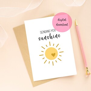 Sending You Sunshine Card, Printable Greeting Card, Thinking of You ...