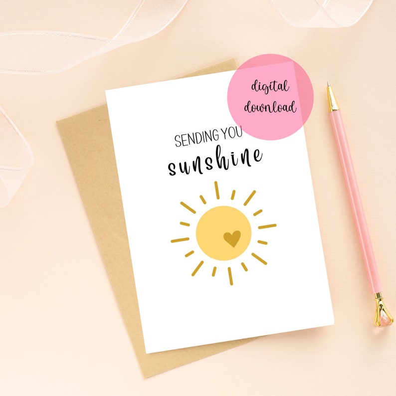 Sending You Sunshine Card Printable Greeting Card Thinking - Etsy