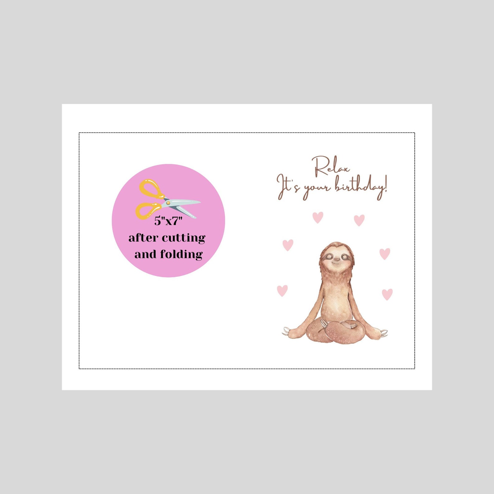 PRINTABLE Sloth Birthday Card - Digital Happy Birthday Card. Meditating ...
