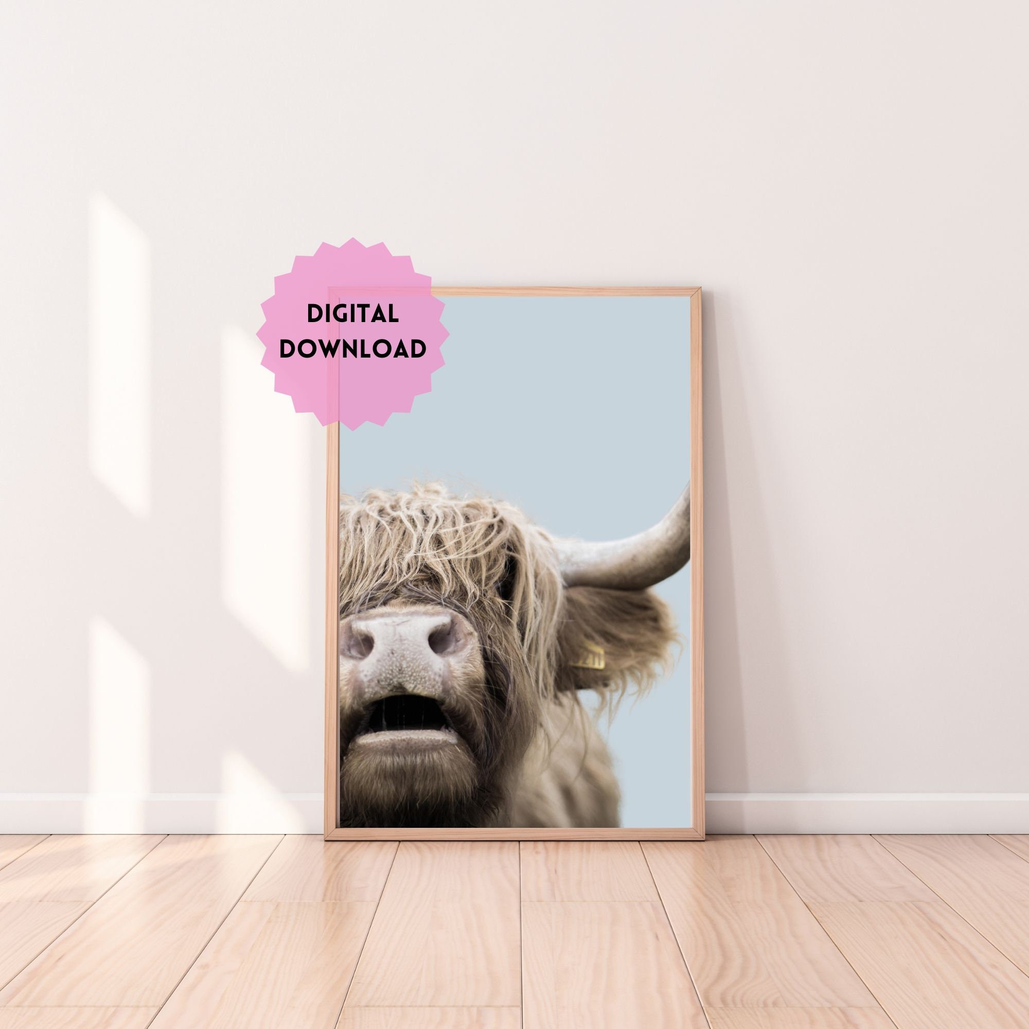 Highland Cow Printable Wall Art - Pastel Farmhouse Decor, Digital ...