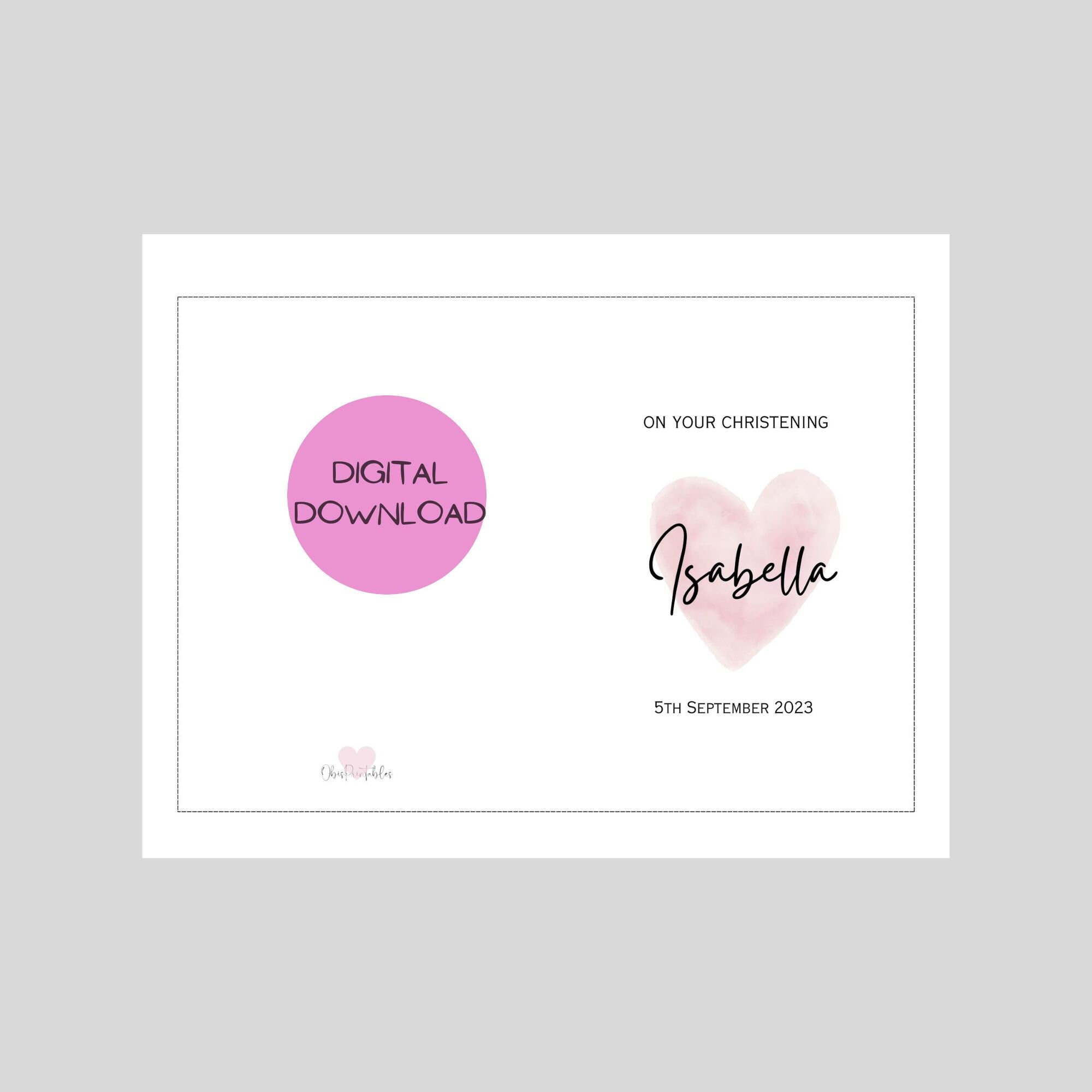 Christening Card Printable, Editable Name and Date. DIGITAL DOWNLOAD ...