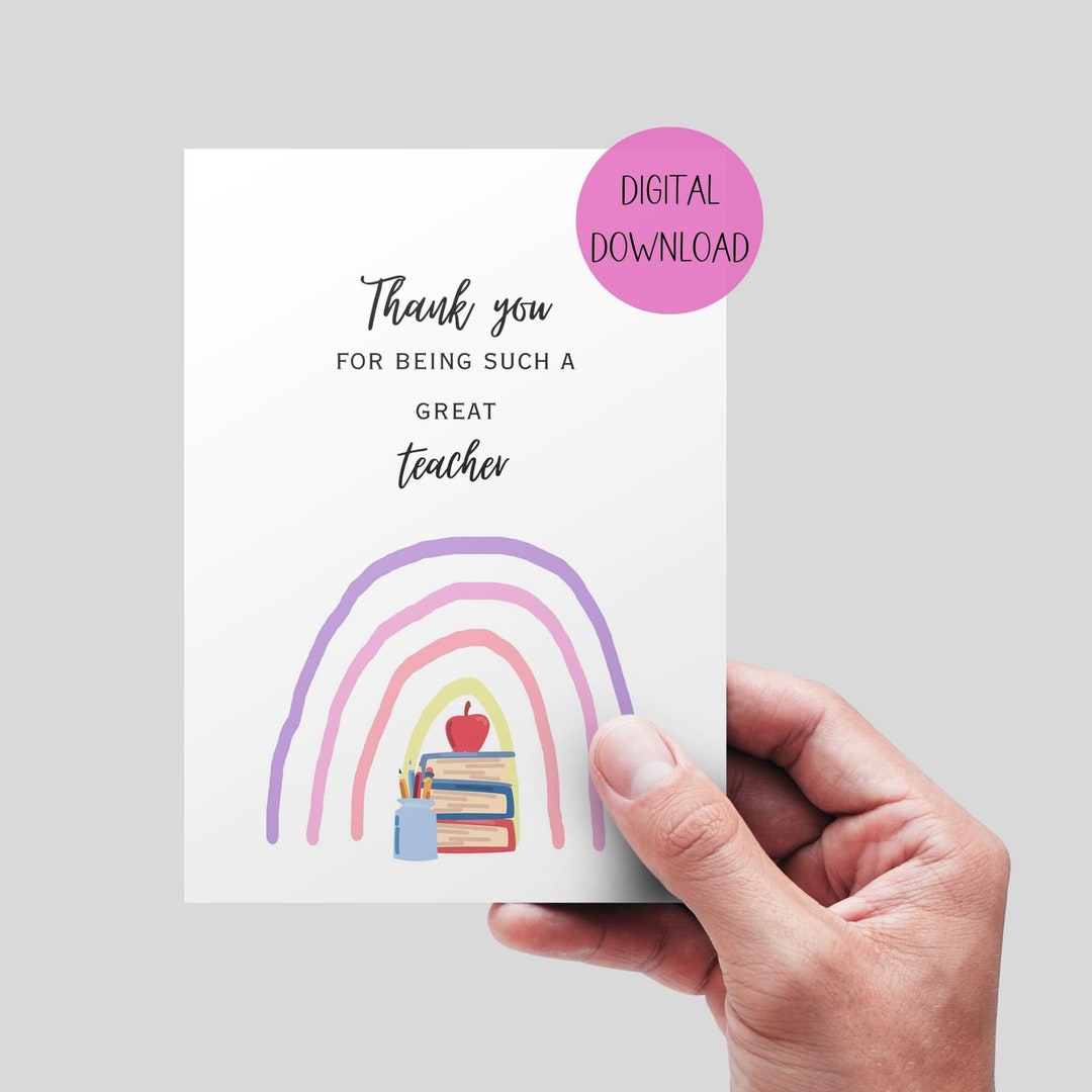 Teacher Appreciation Printable Card | Teacher Appreciation Digital Card ...