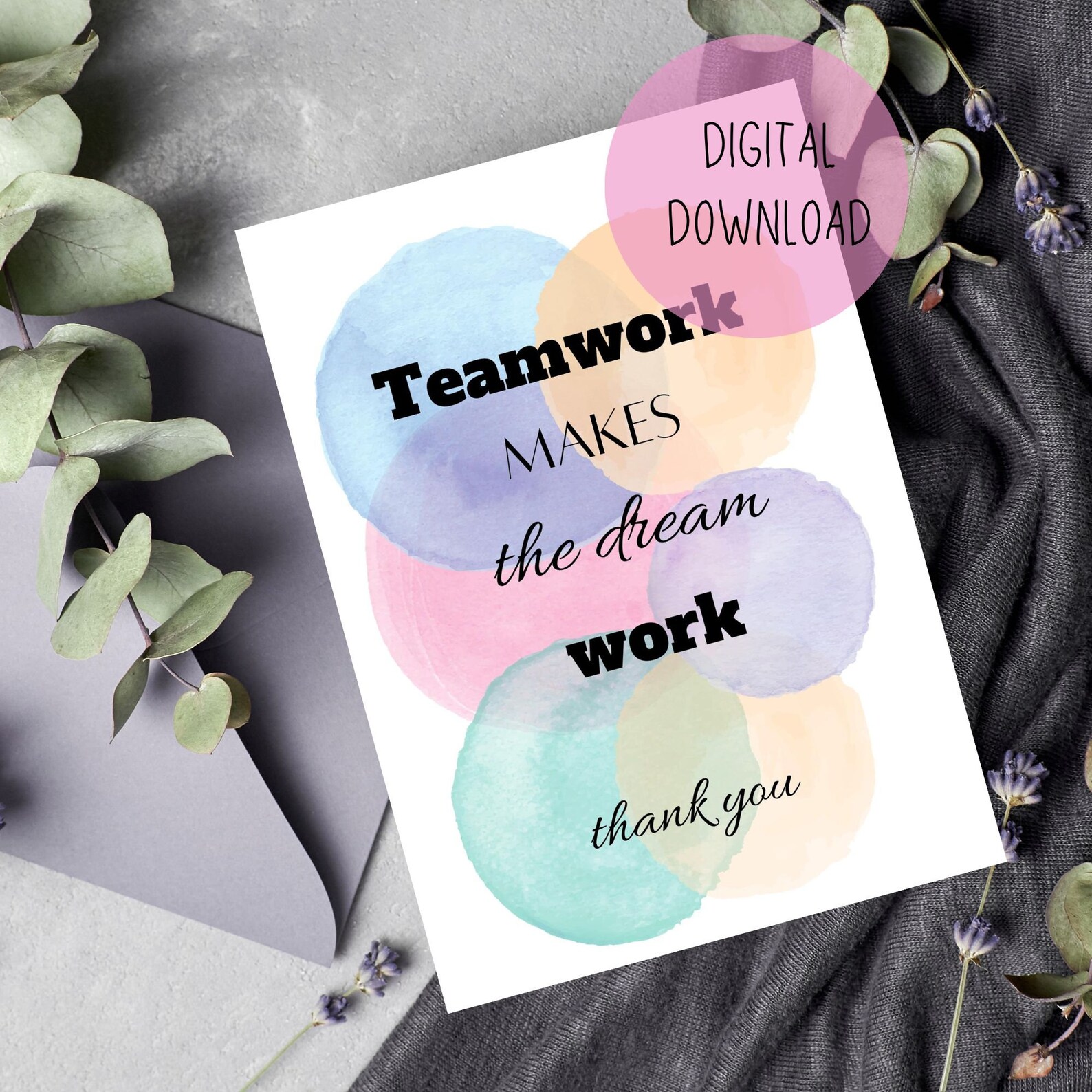 Teamwork Makes the Dream Work Printable Card , Printable Team Quote ...