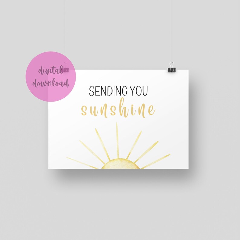 Sending You Sunshine Card, Printable Greeting Card, Thinking of You ...