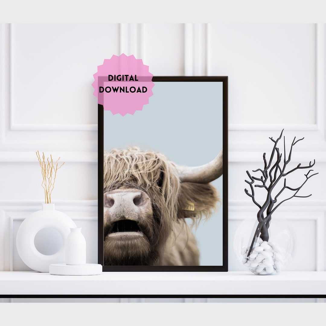 Highland Cow Printable Wall Art - Pastel Farmhouse Decor, Digital ...