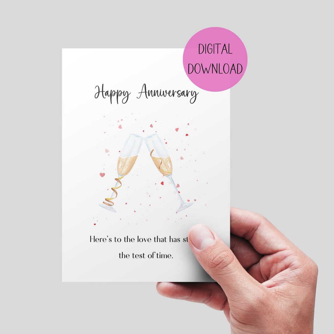 Happy Anniversary Printable Card, Wedding Anniversary Card, DIGITAL ...