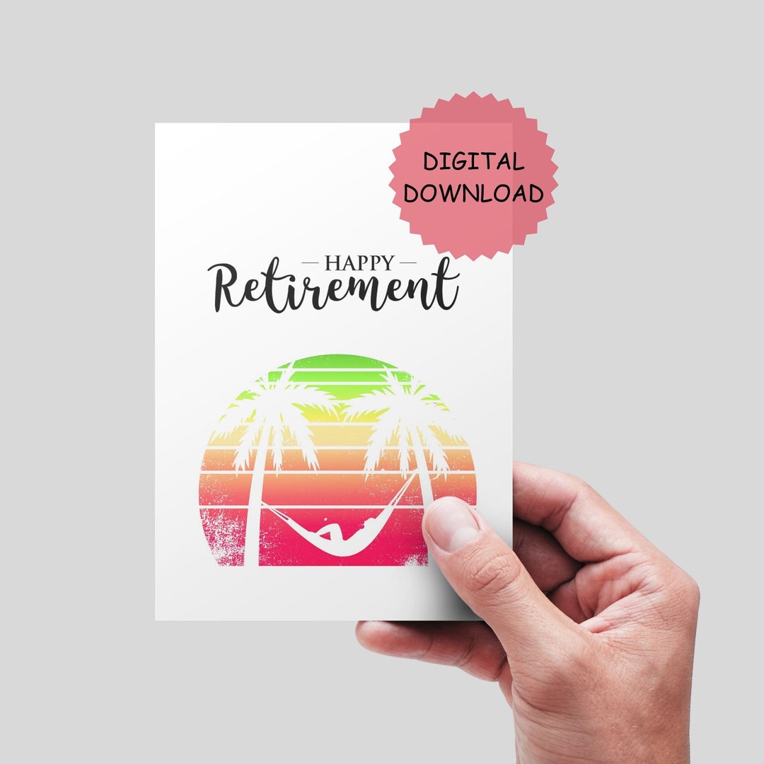 Happy Retirement - Printable Leaving Job Card - Retirement. Tropical ...