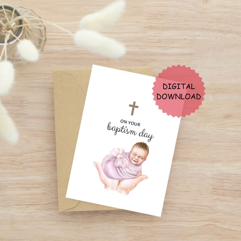 Baby Girl Baptism Printable Card, Instant Download . Christian Baptism ...