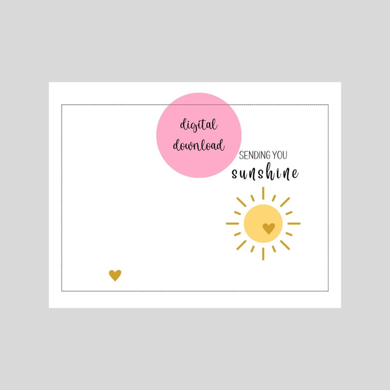 Sending You Sunshine Card Printable Greeting Card Thinking - Etsy