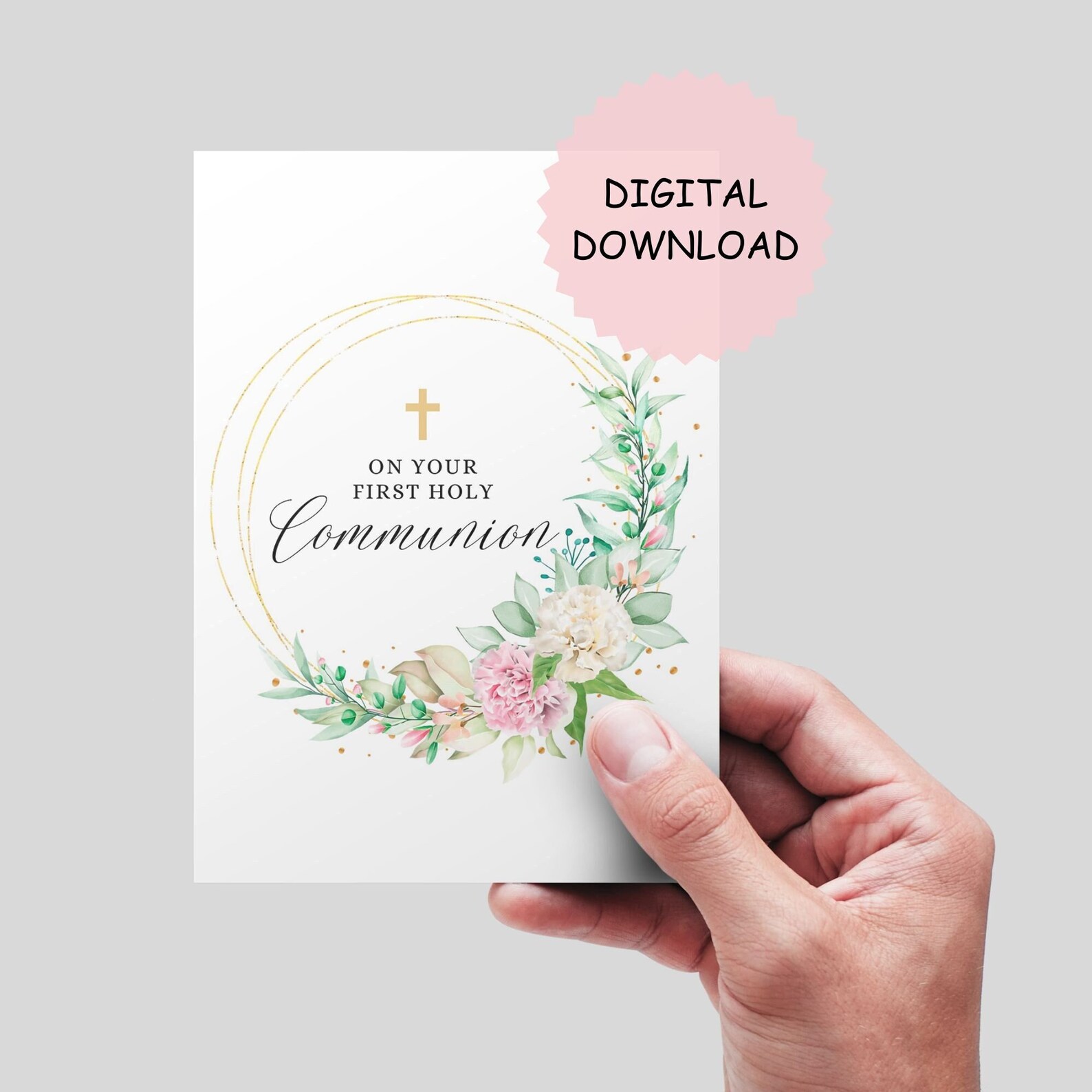 First Holy Communion Card, Printable Catholic Communion Card, on Your ...