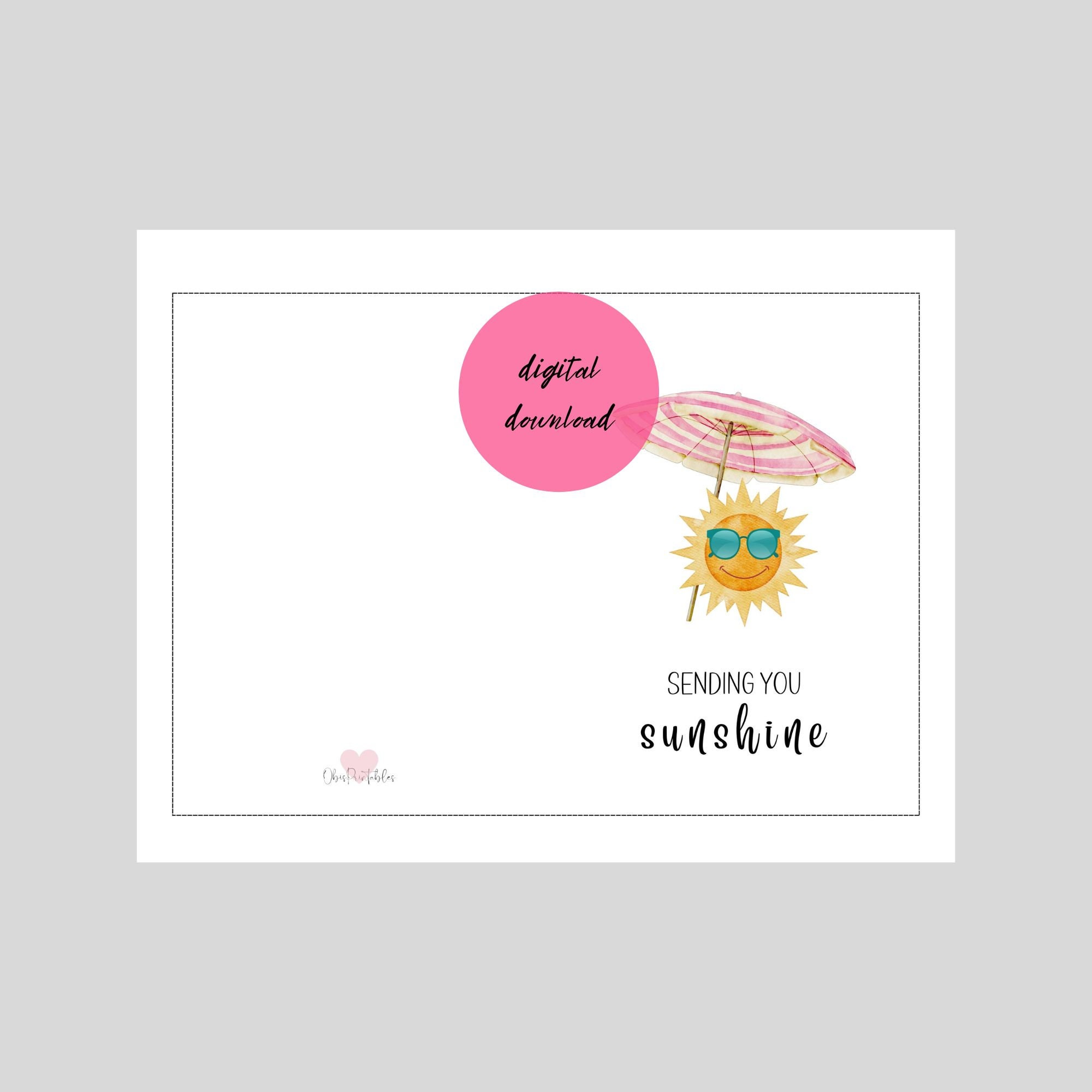 Sending You Sunshine Card, Printable Greeting Card, Thinking of You ...