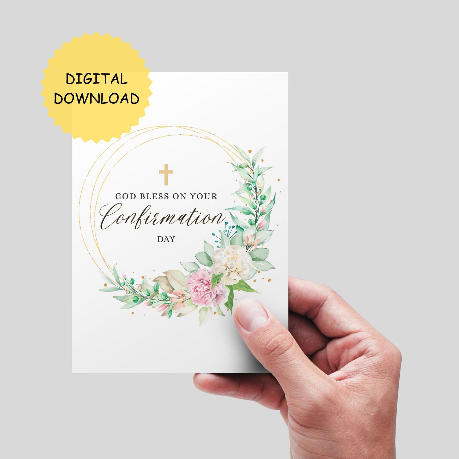God Bless You on Your Confirmation Day Card. Printable Card|floral ...