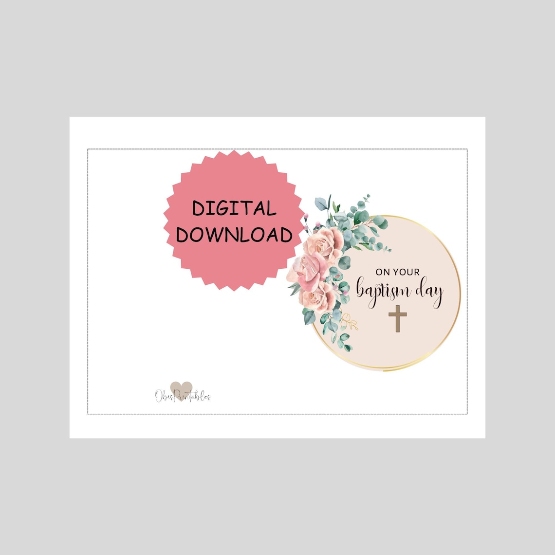 Baptism Printable Card, Instant Download . Christian Baptism Card ...