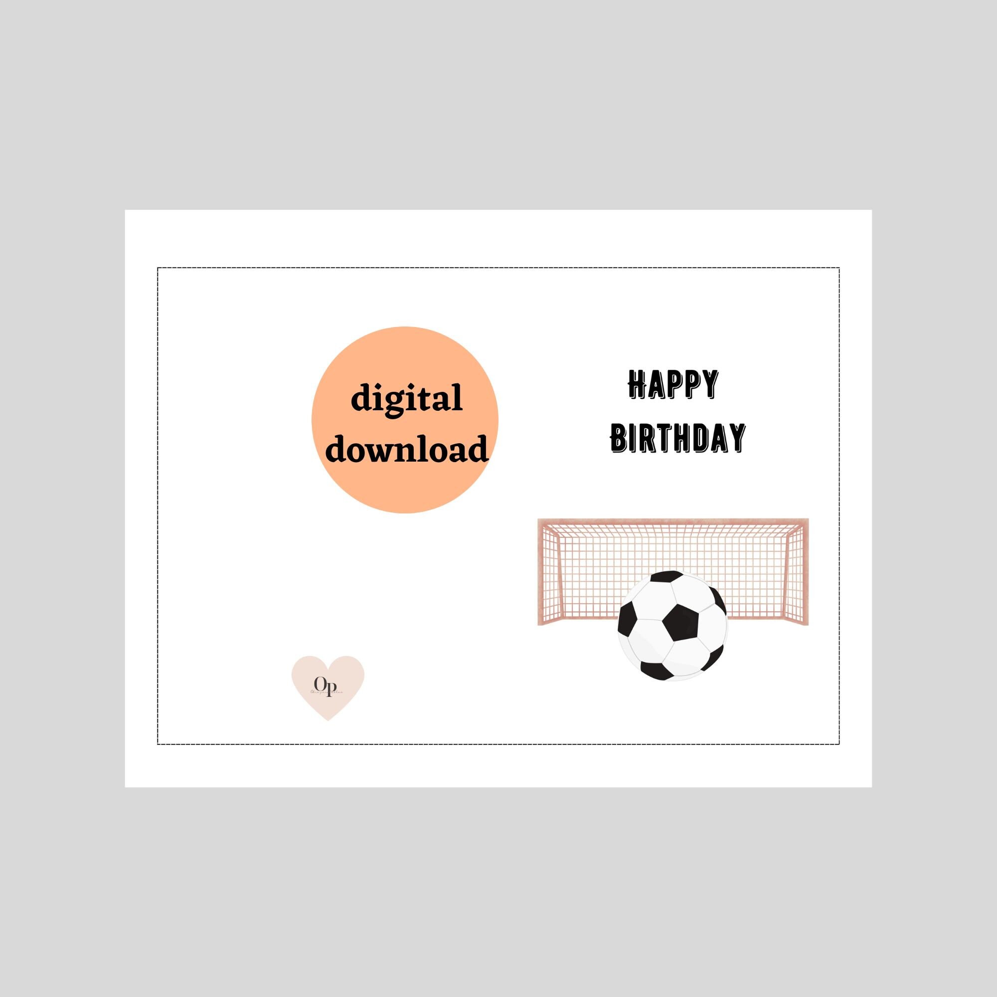 Soccer Football Happy Birthday Printable Card. Soccer Fan Card. DIGITAL ...