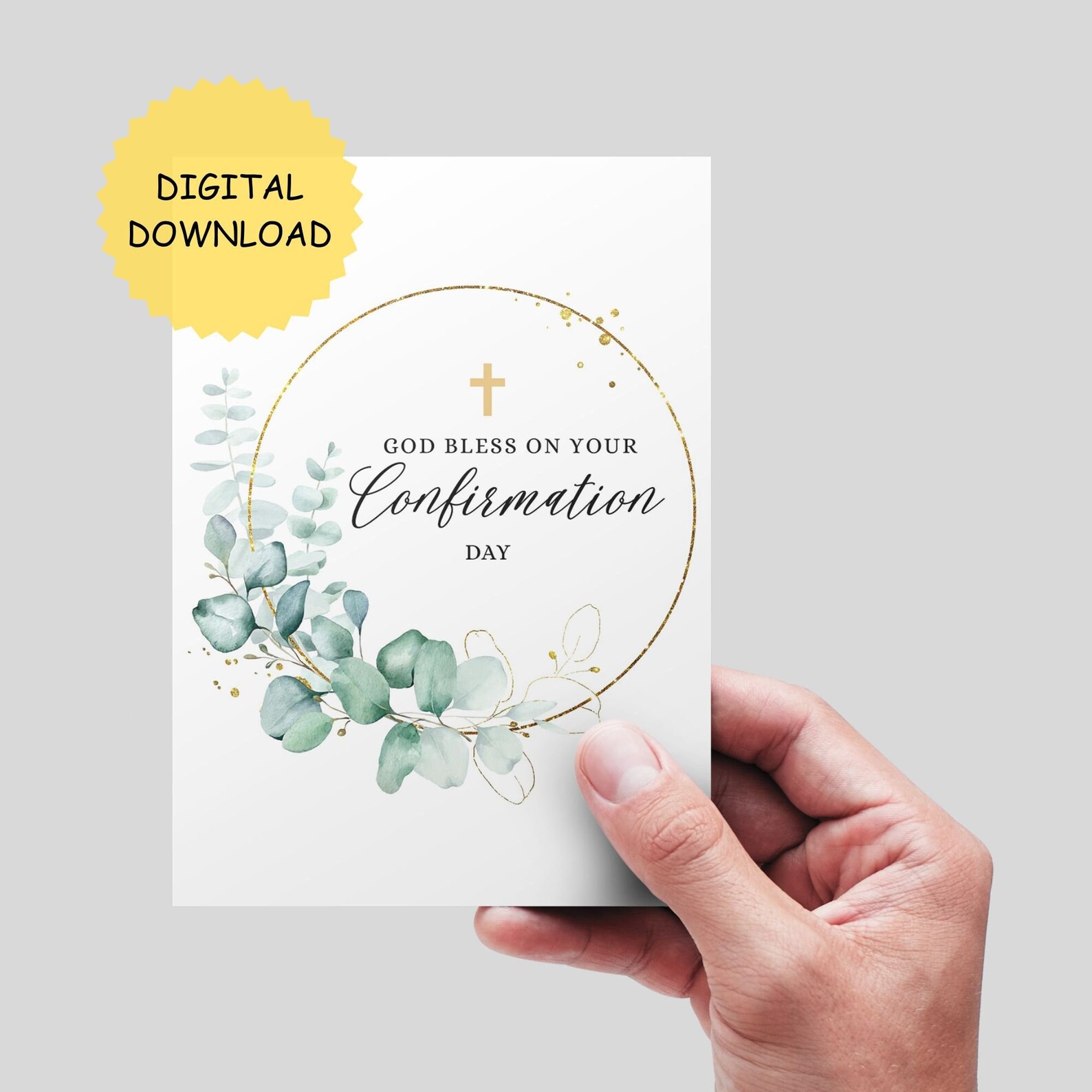 On Your Confirmation Day Card. Printable Card |floral Confirmation Card | Gold Confirmation Card ...