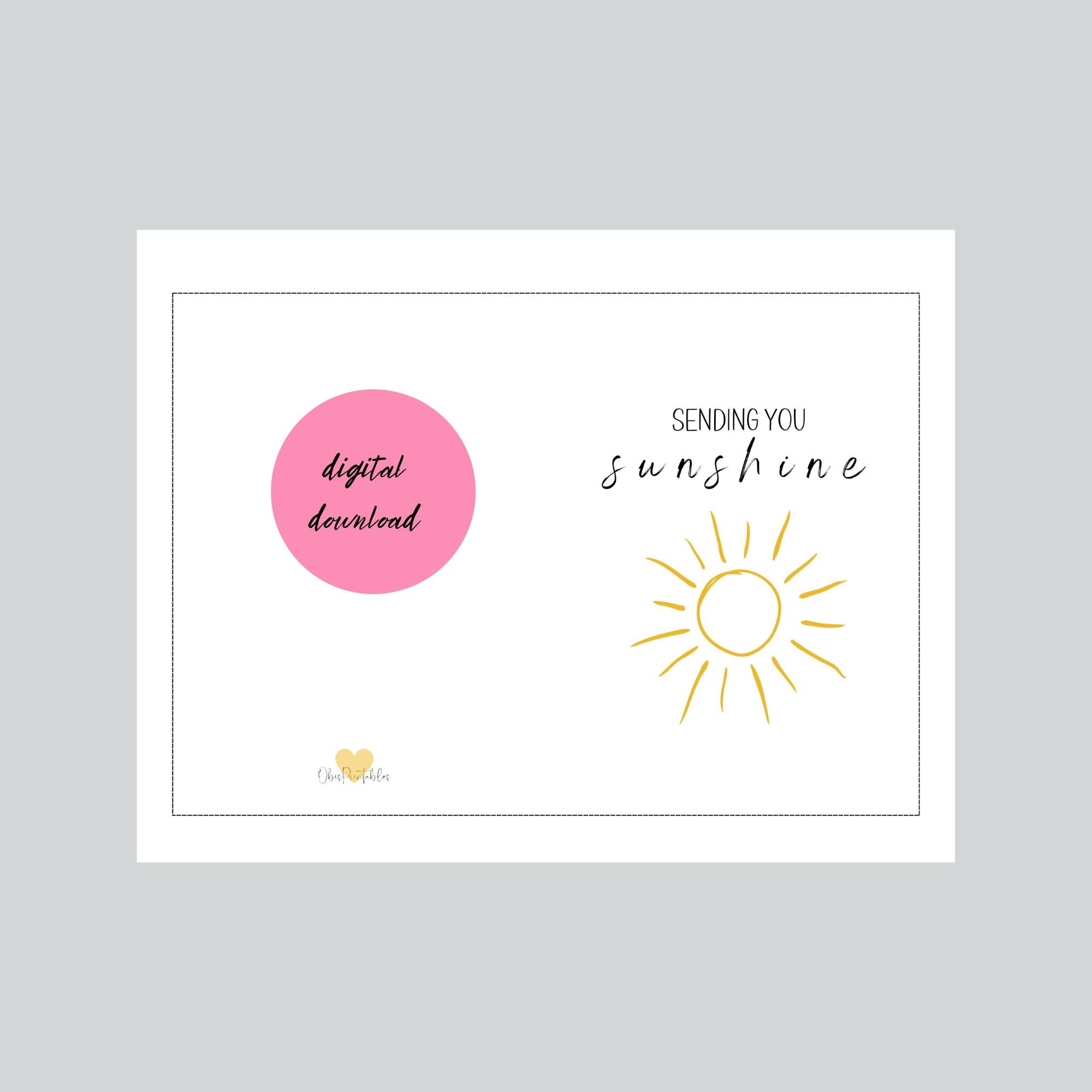 Sending You Sunshine Card, Printable Greeting Card, Thinking of You ...
