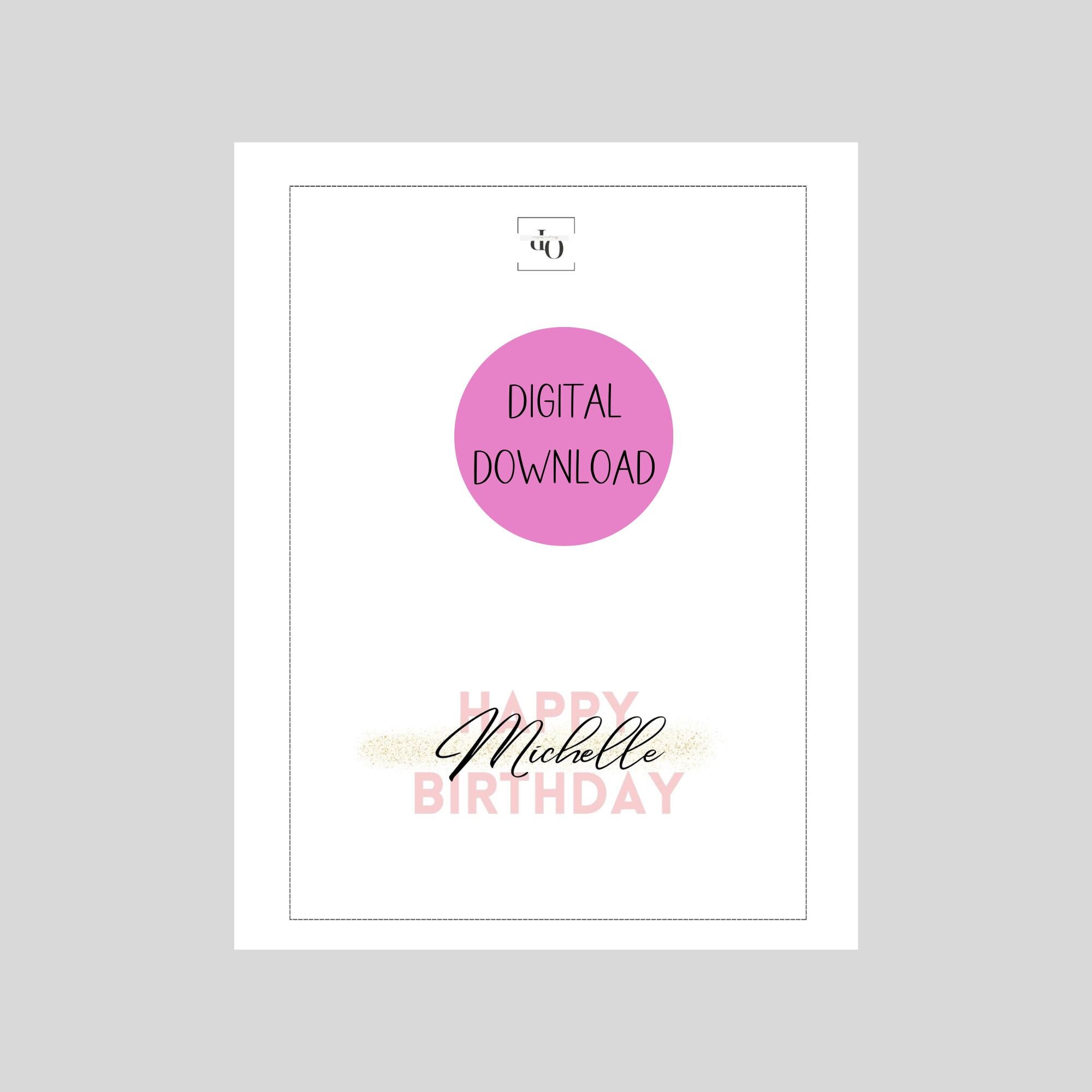 Birthday Printable Card. Personalised Birthday Card. Custom Name ...