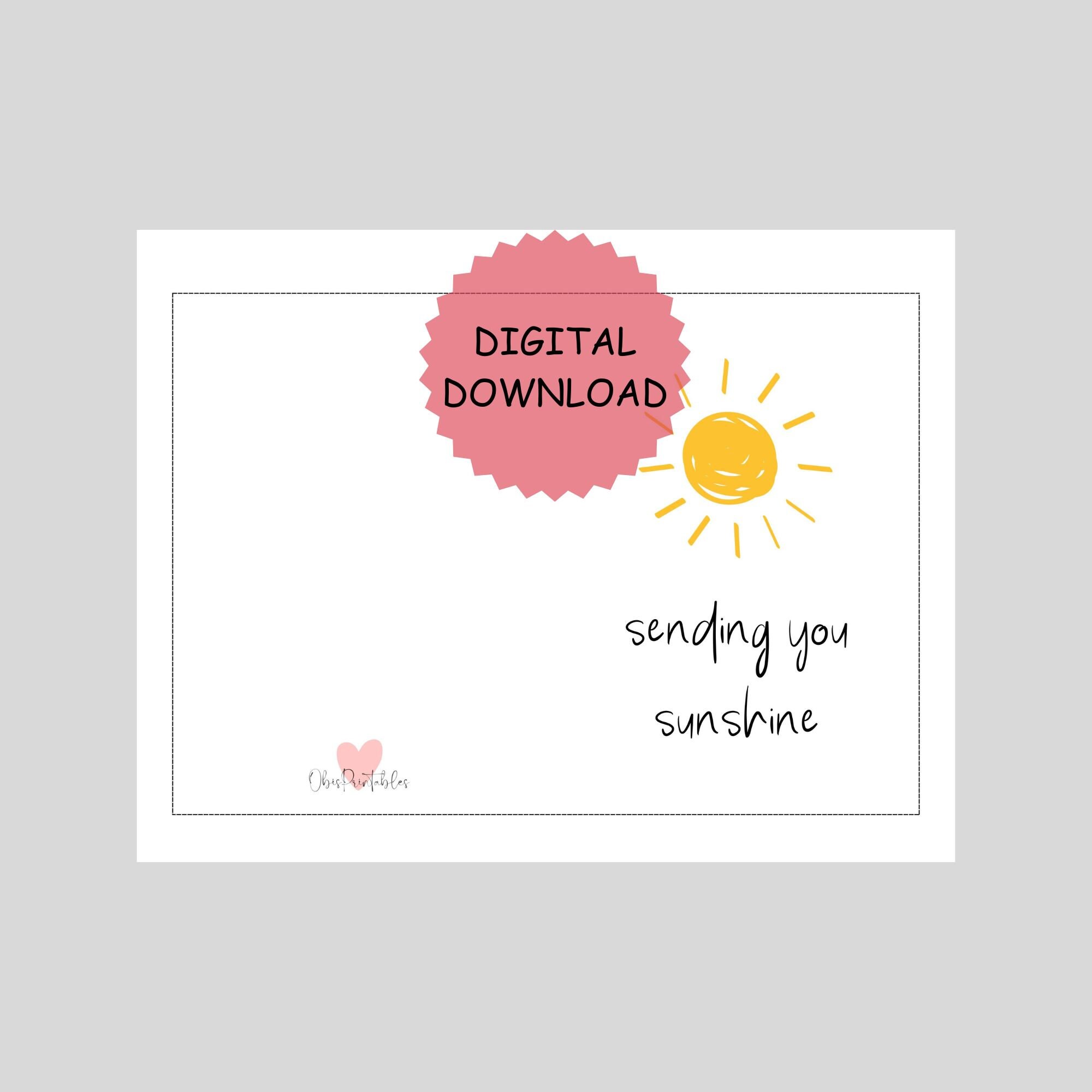 Sending You Sunshine Card, Printable Greeting Card, Thinking of You ...