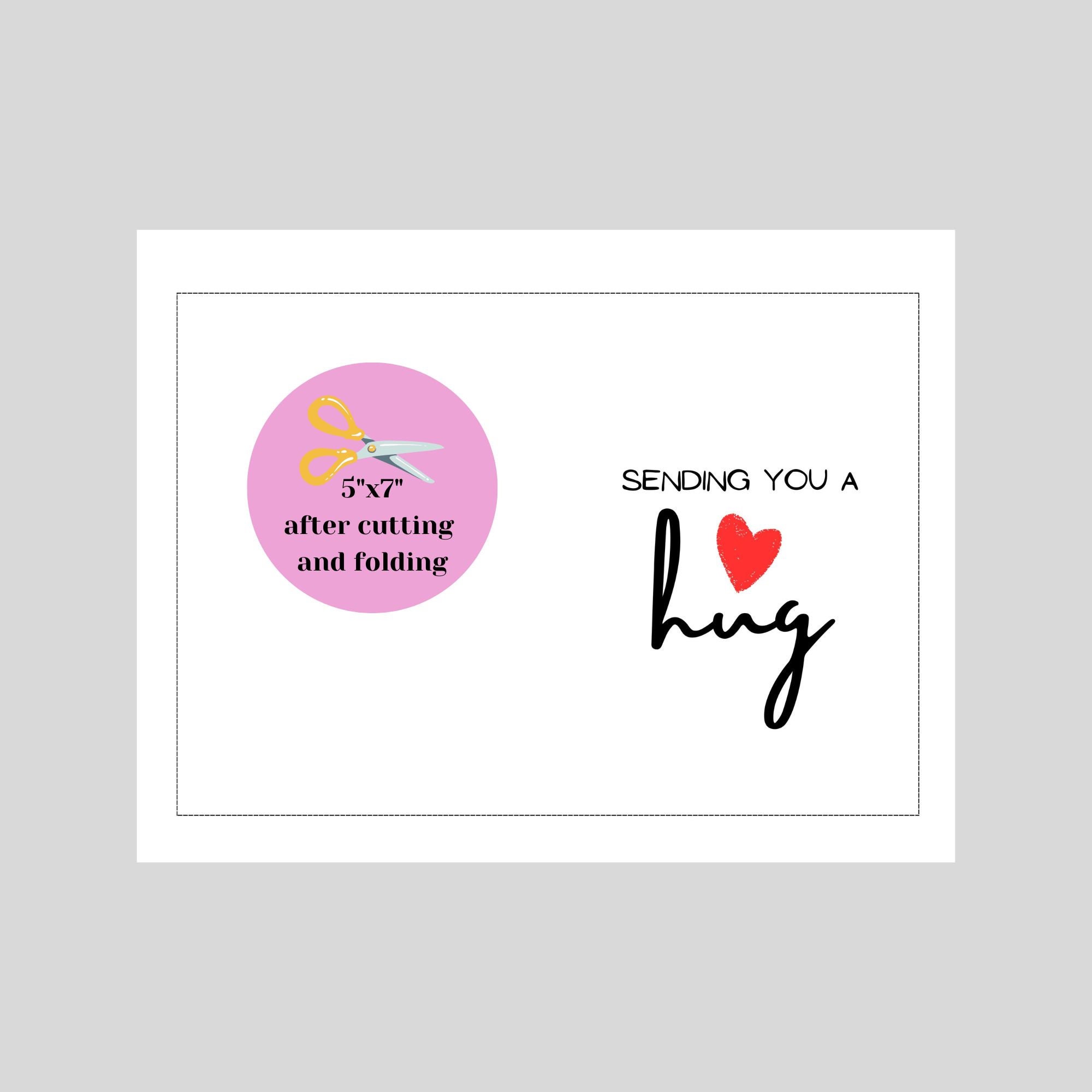 Sending You A Hug Printable Card. DIGITAL DOWNLOAD. Friendship Card ...