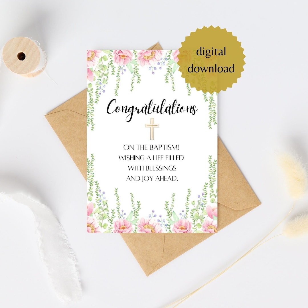 Baptism Printable Card, Instant Download . Christian Baptism Card ...