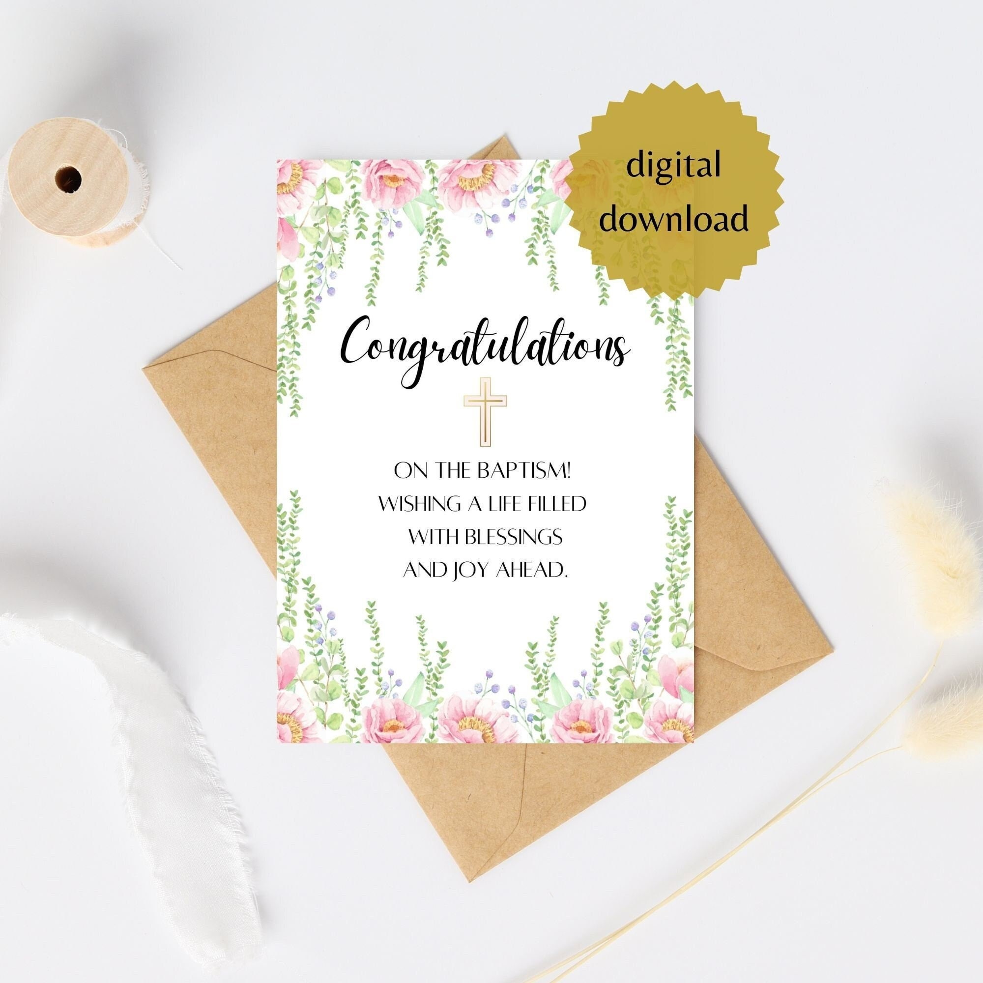 Baptism Printable Card, Instant Download . Christian Baptism Card ...