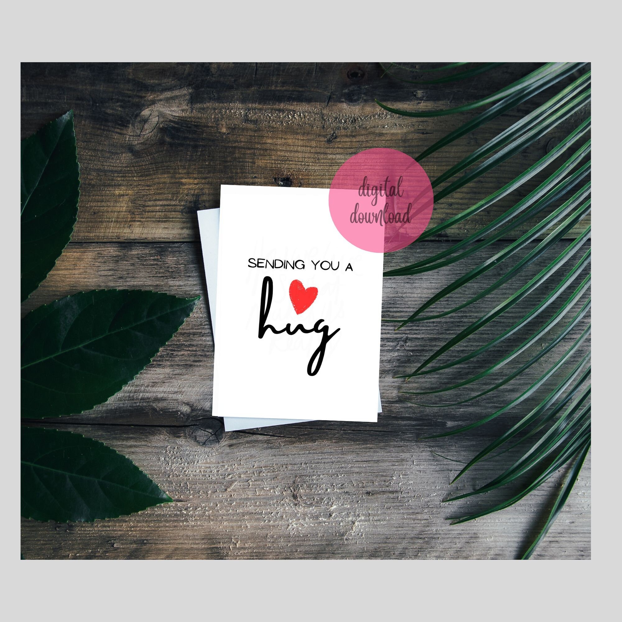 Sending You A Hug Printable Card. DIGITAL DOWNLOAD. Friendship Card ...