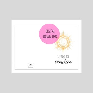 Sending You Sunshine Card, Printable Greeting Card, Thinking of You ...
