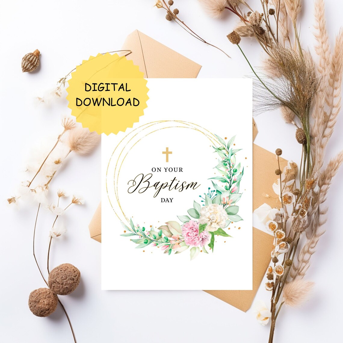 Baptism Printable Card, Instant Download . Christian Baptism Card ...