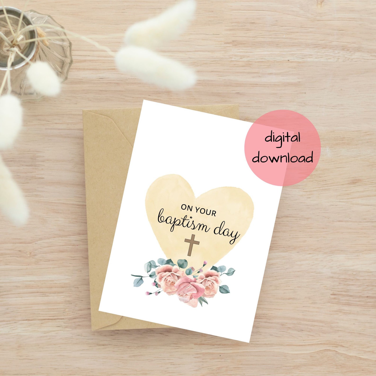 Baptism Printable Card, Instant Download . Christian Baptism Card ...