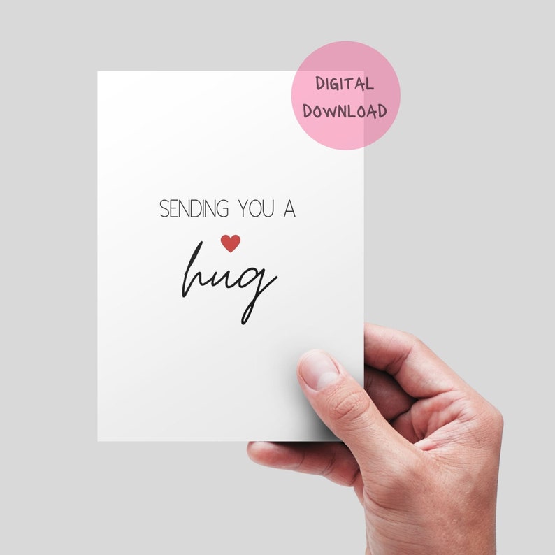 Sending You A Hug Printable Card. DIGITAL DOWNLOAD. Friendship Card ...