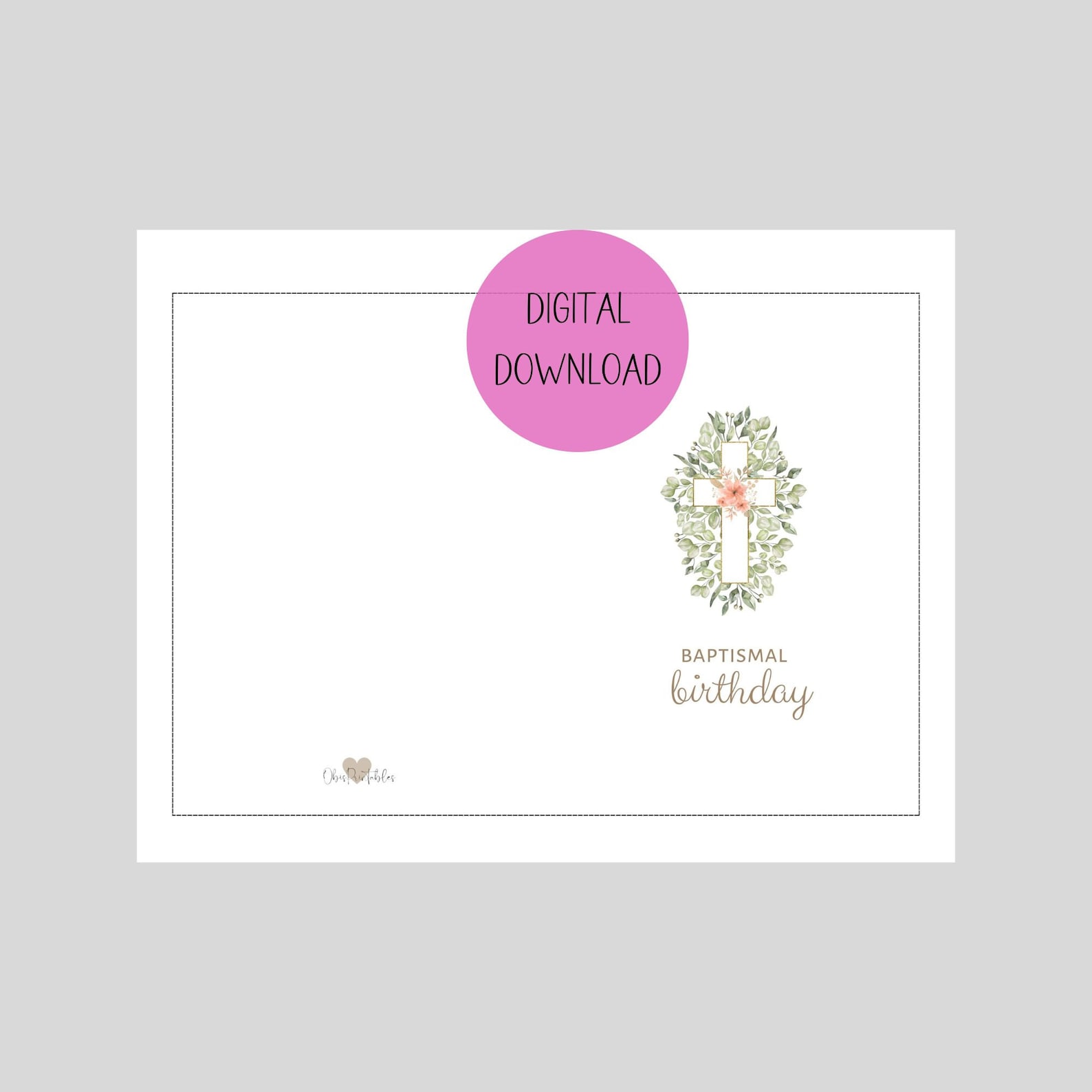 Baptismal Birthday Printable Card, Instant Download . Christian Baptism ...