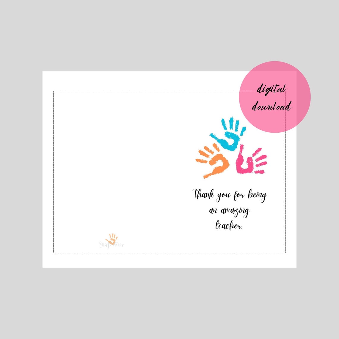 Teacher Appreciation Printable Card | Teacher Appreciation Digital Card ...