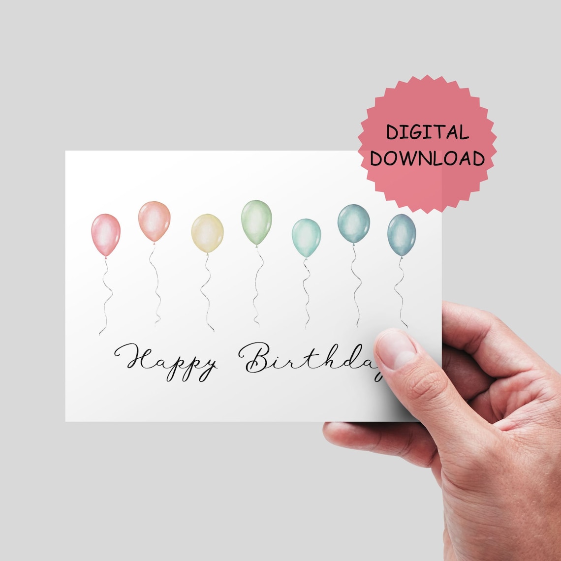 Happy Birthday Printable Card DIGITAL Download Printable Birthday Card ...