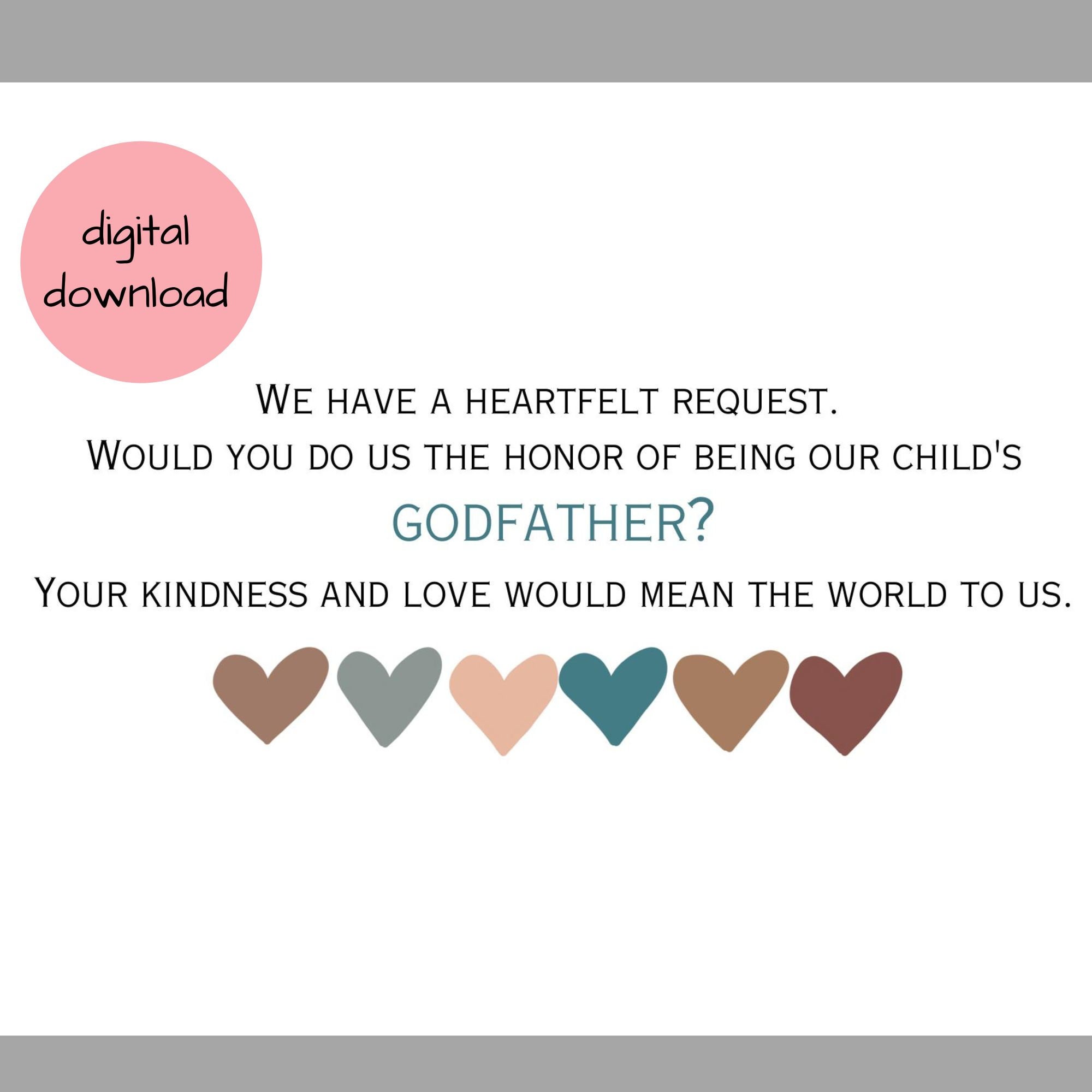 Godfather Proposal Printable Card Be My Godfather Card - Etsy