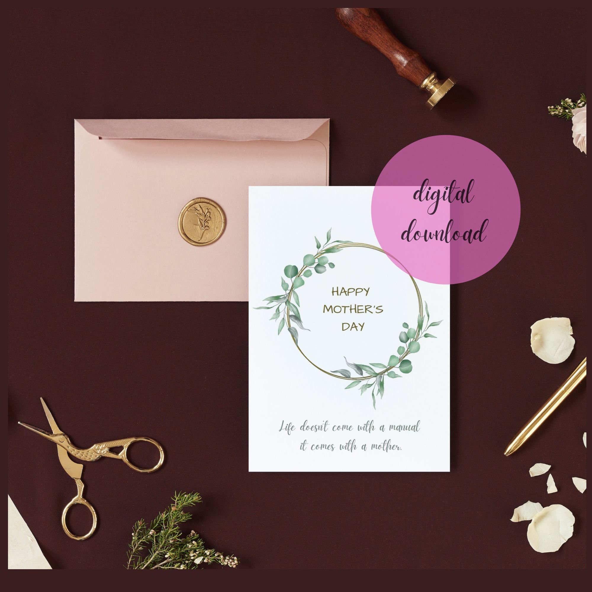 Printable Mothers Day Card, Digital Download, Printable Mother's Day ...