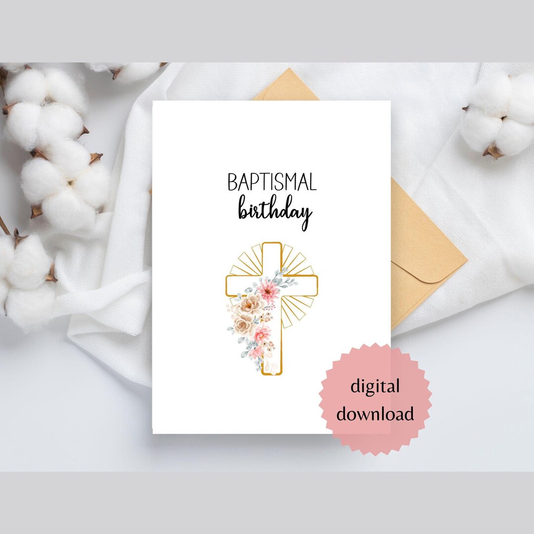 Baptismal Birthday Printable Card, Instant Download . Christian Baptism ...
