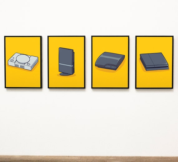 Art & Collectibles Evolution of PlayStation video game decor game room ...