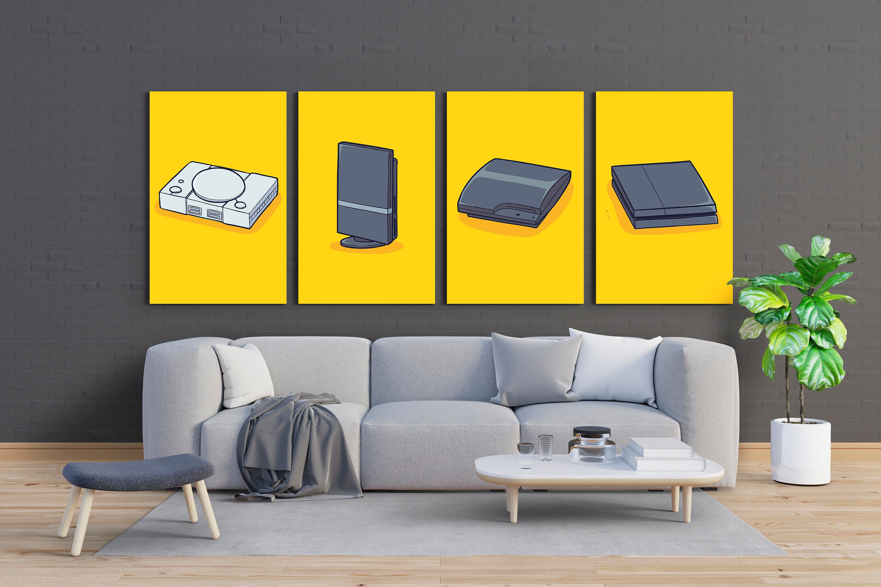 Art & Collectibles Evolution of PlayStation video game decor game room ...