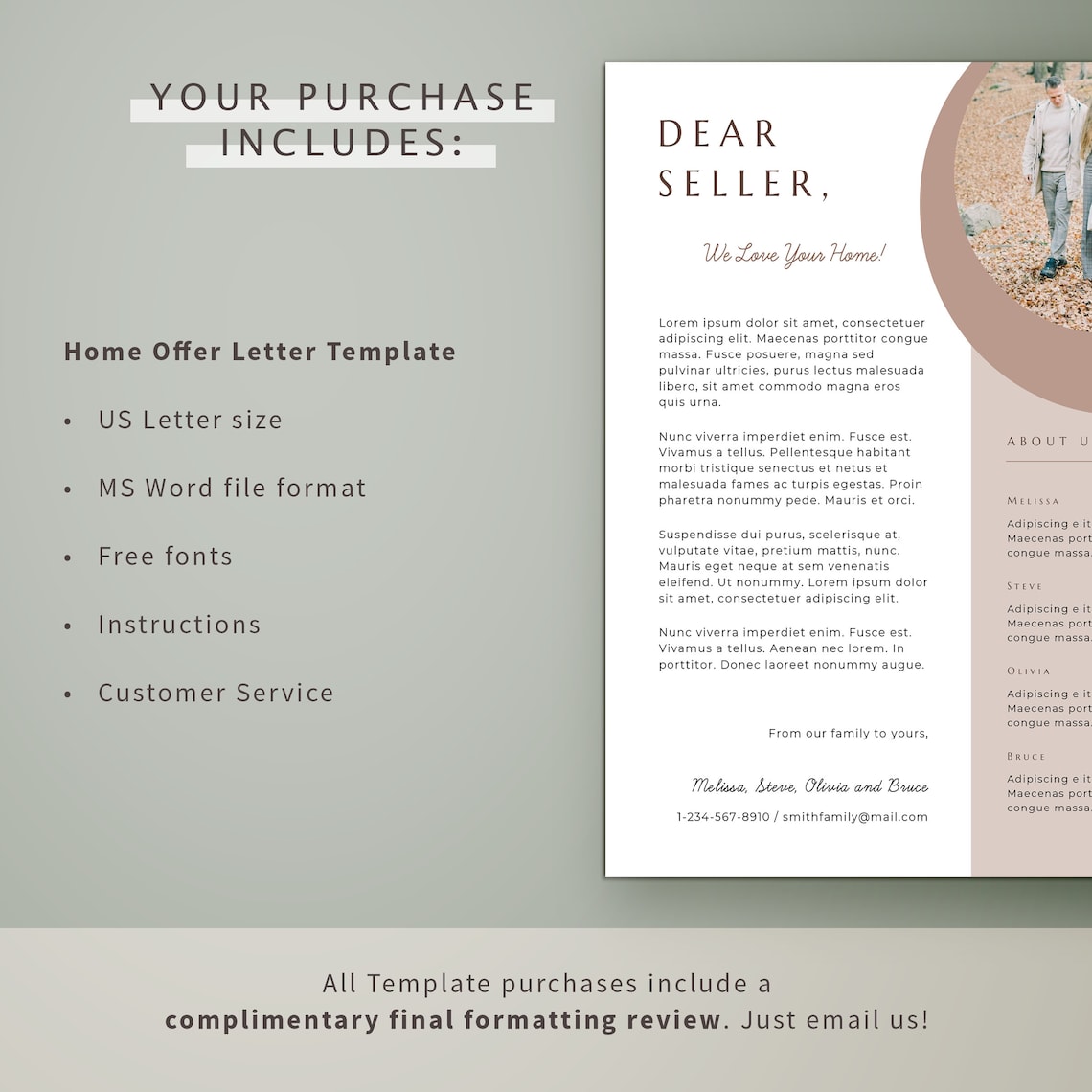 Home Offer Letter, Real Estate Editable Printable House Offer Letter ...