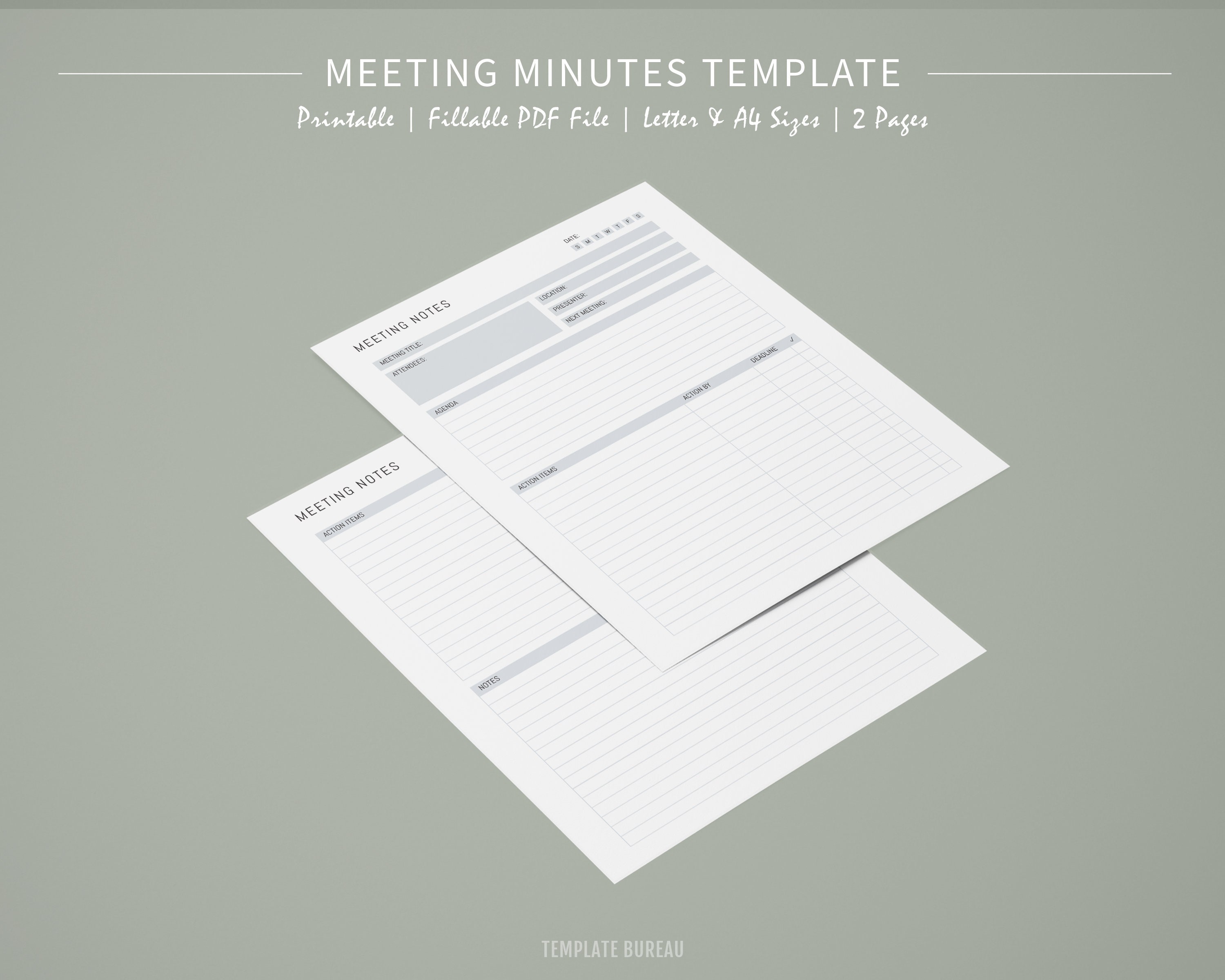 Meeting Minutes Template, Work Planner, Meeting Notes, Virtual Meeting ...