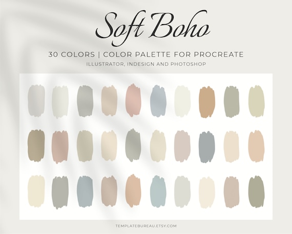 Boho Color Palette Procreate Color Swatches 30 Colors for - Etsy