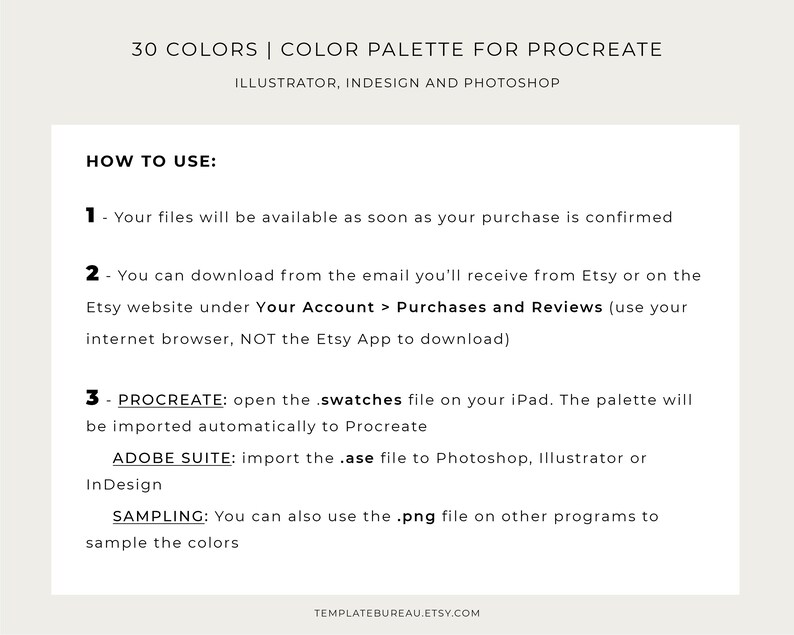 Boho Color Palette Procreate, Color Swatches, 30 Colors for iPad ...