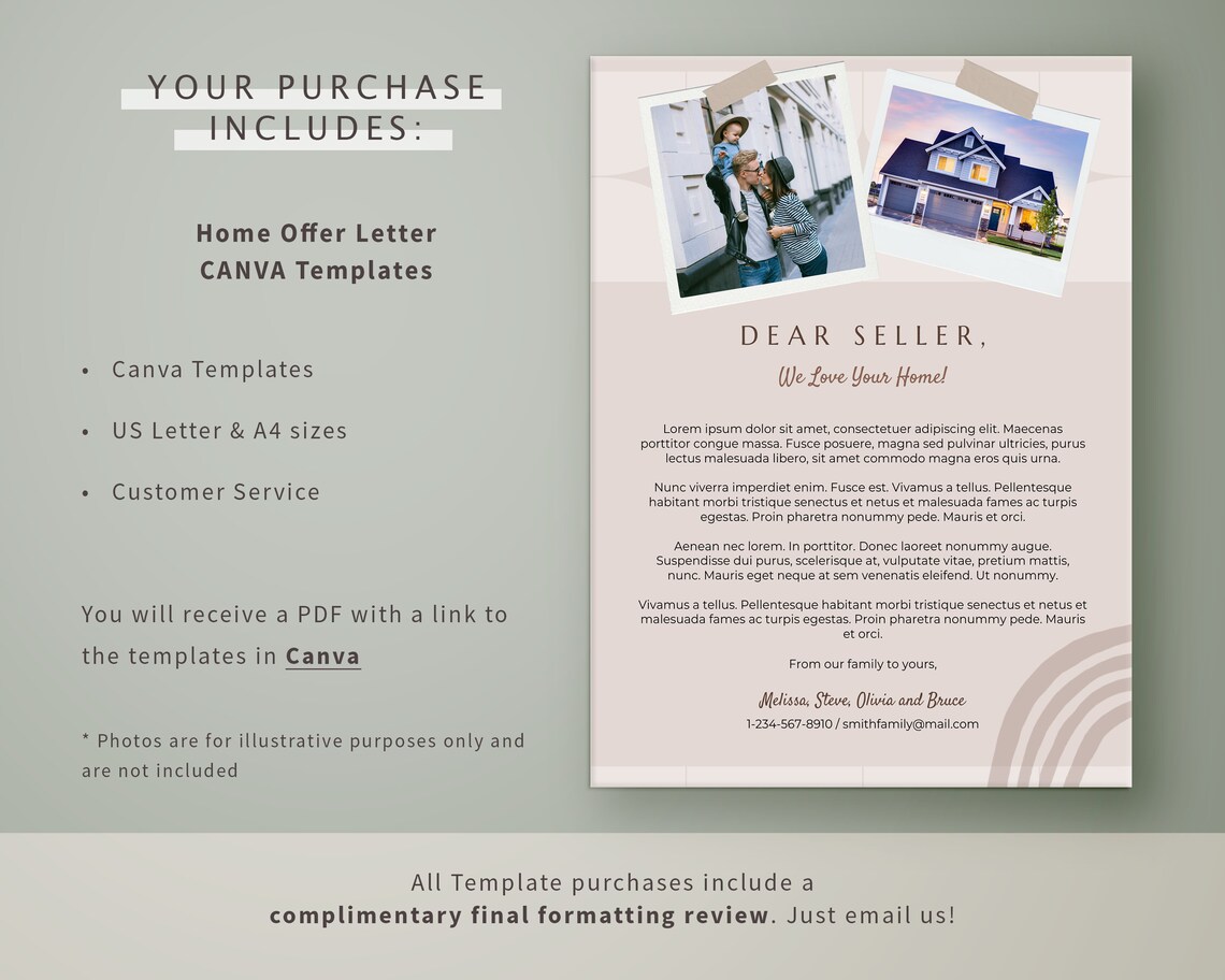 Home Offer Letter Template for Canva, Letter to Seller, Home Buyer ...