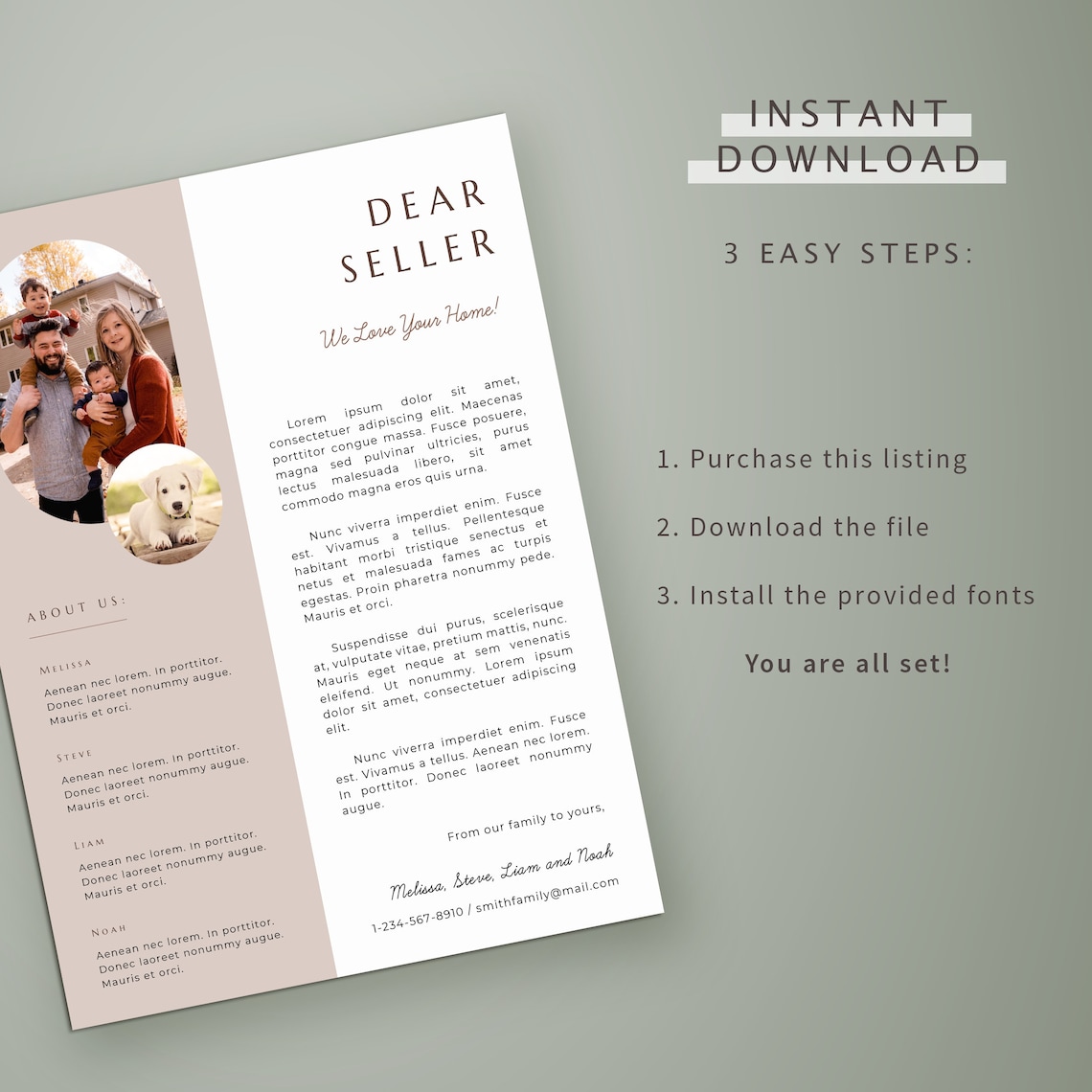 Letter to Seller Template, Home Offer Letter, House Offer Letter, Real ...