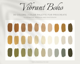 Boho Color Palette Procreate, Color Swatches, 30 Colors for iPad ...