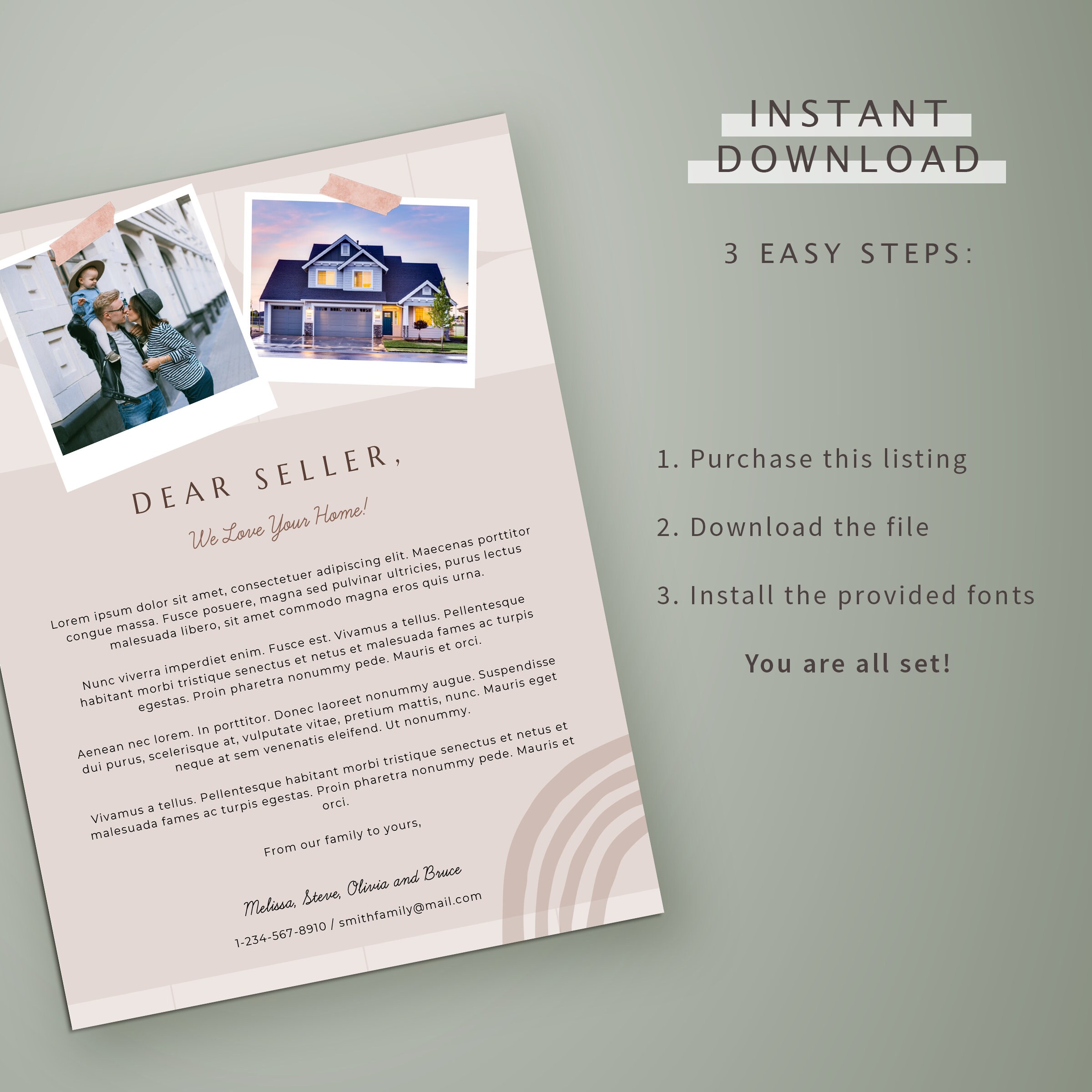 Home Offer Letter Template, Letter to Seller, Home Buyer Letter to ...