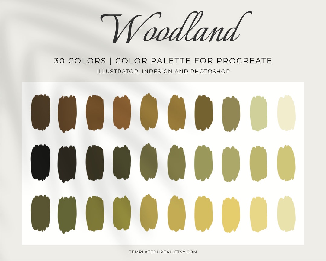 Woodland Color Palette Procreate, Earthy Swatches, iPad Lettering ...