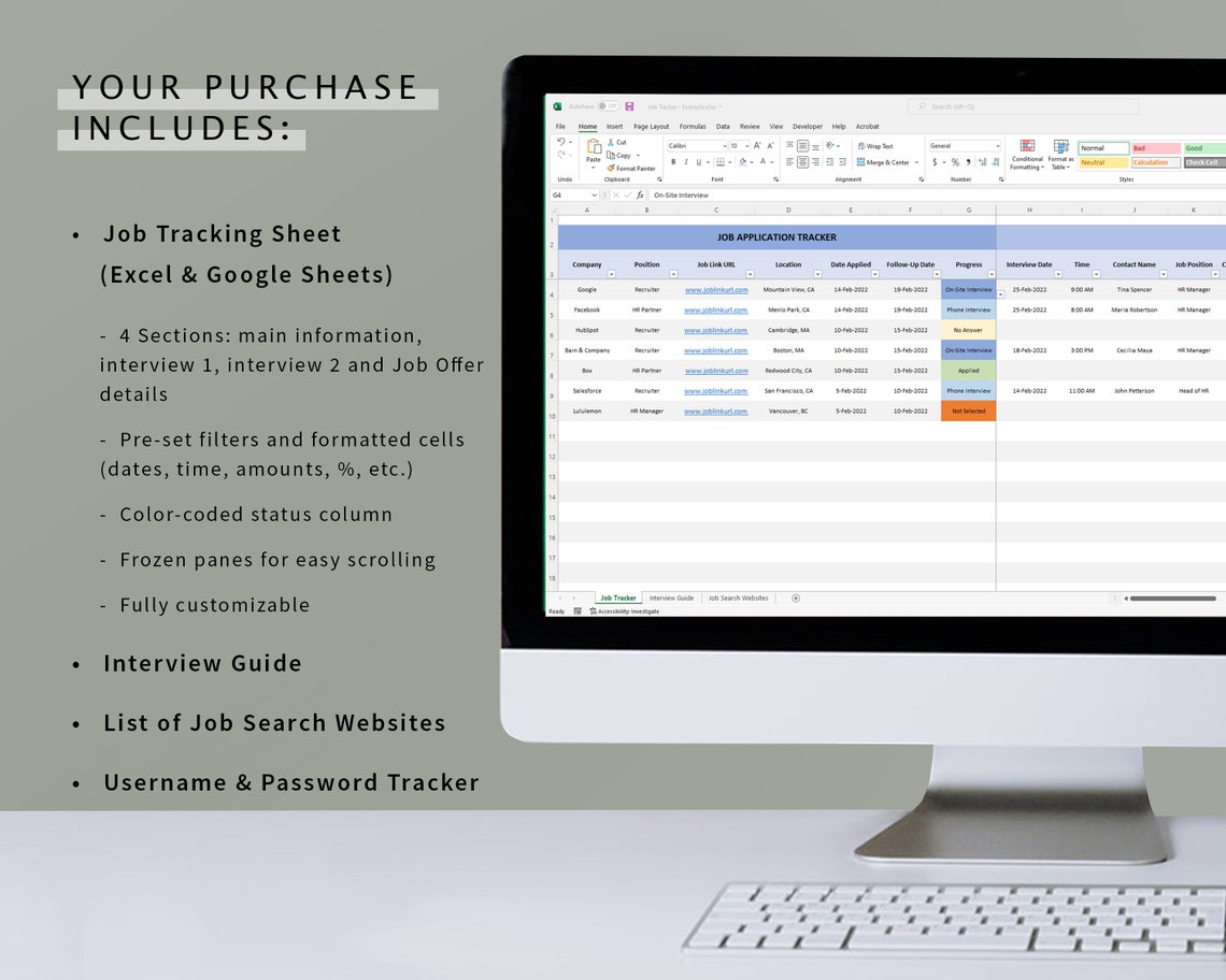 Job Application Planner, Job Tracker, Job Search Planner, Job Interview ...