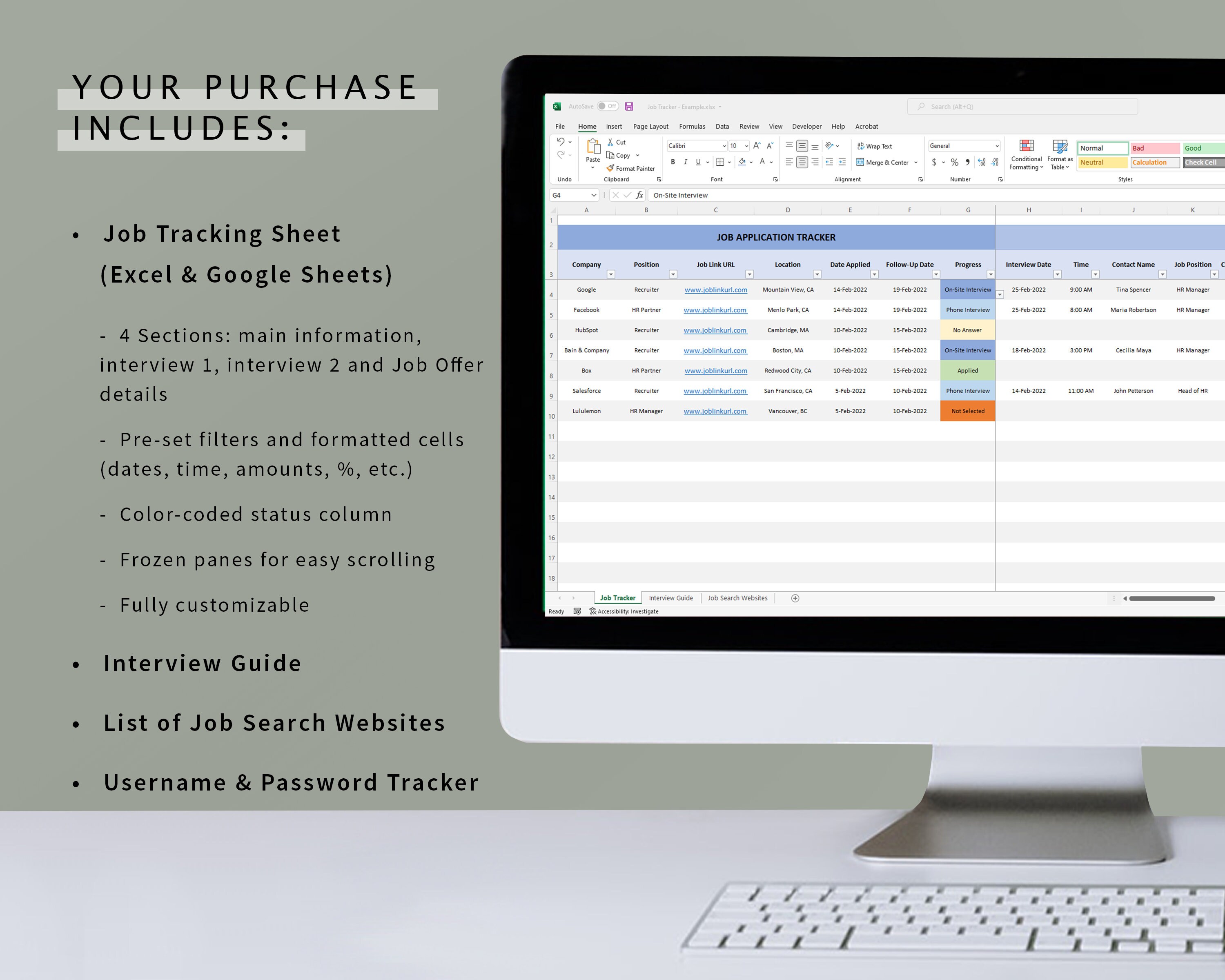 Job Application Planner, Job Tracker, Job Search Planner, Job Interview ...