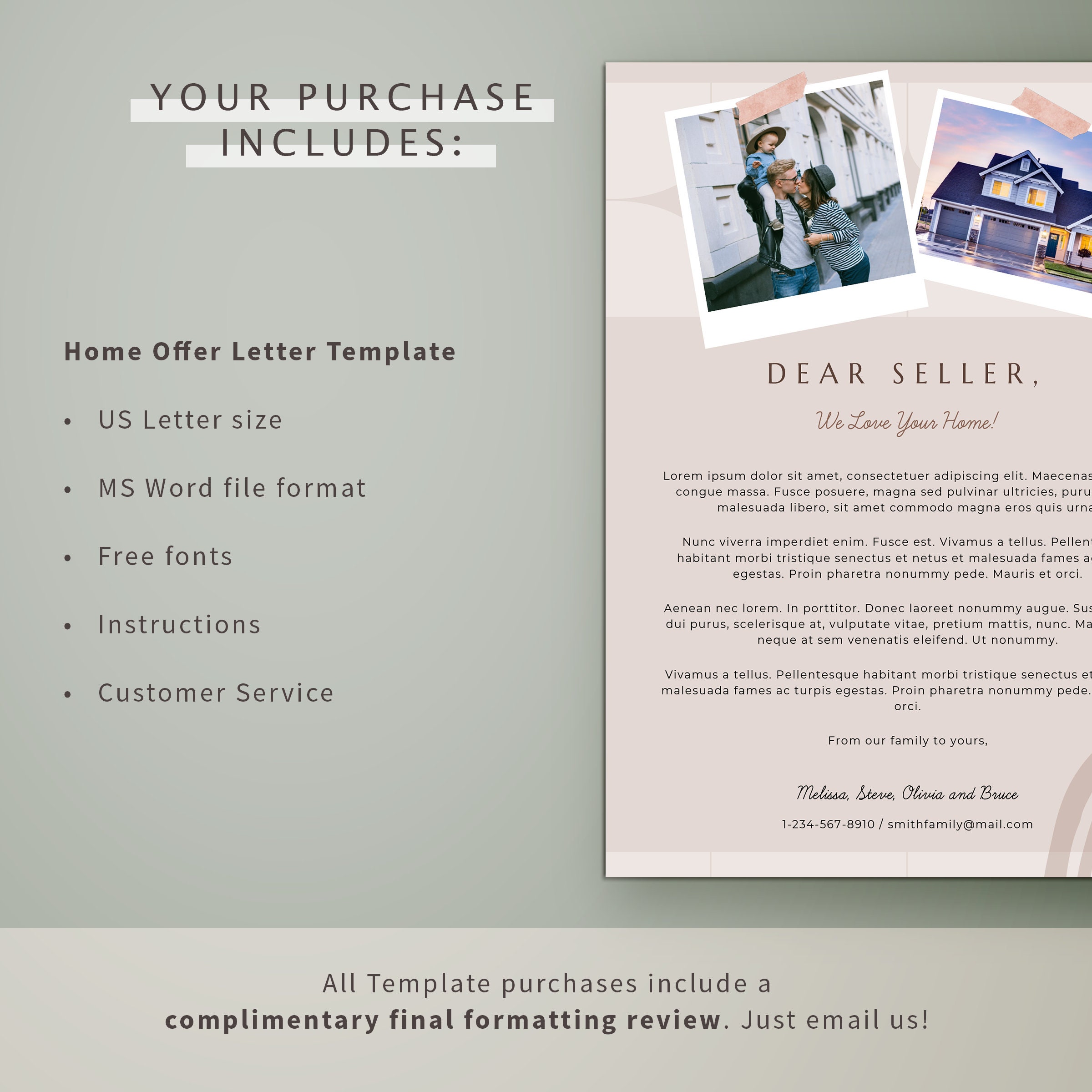 Home Offer Letter Template, Letter to Seller, Home Buyer Letter to ...